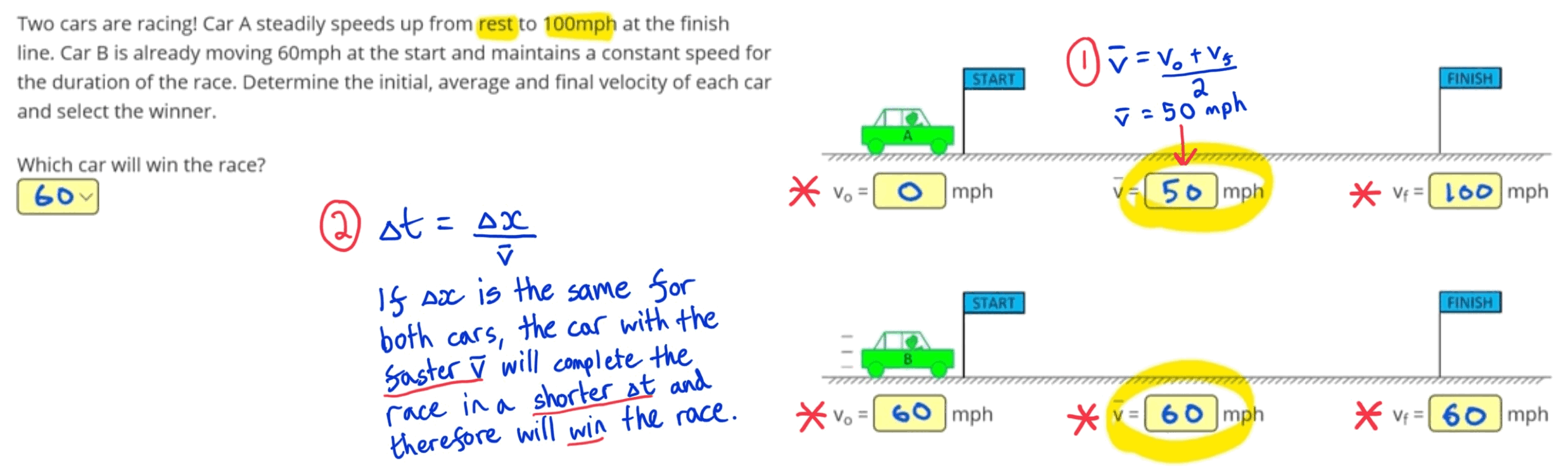 Velocity Practice Questions - Vocabulary And Concepts - Positive Physics