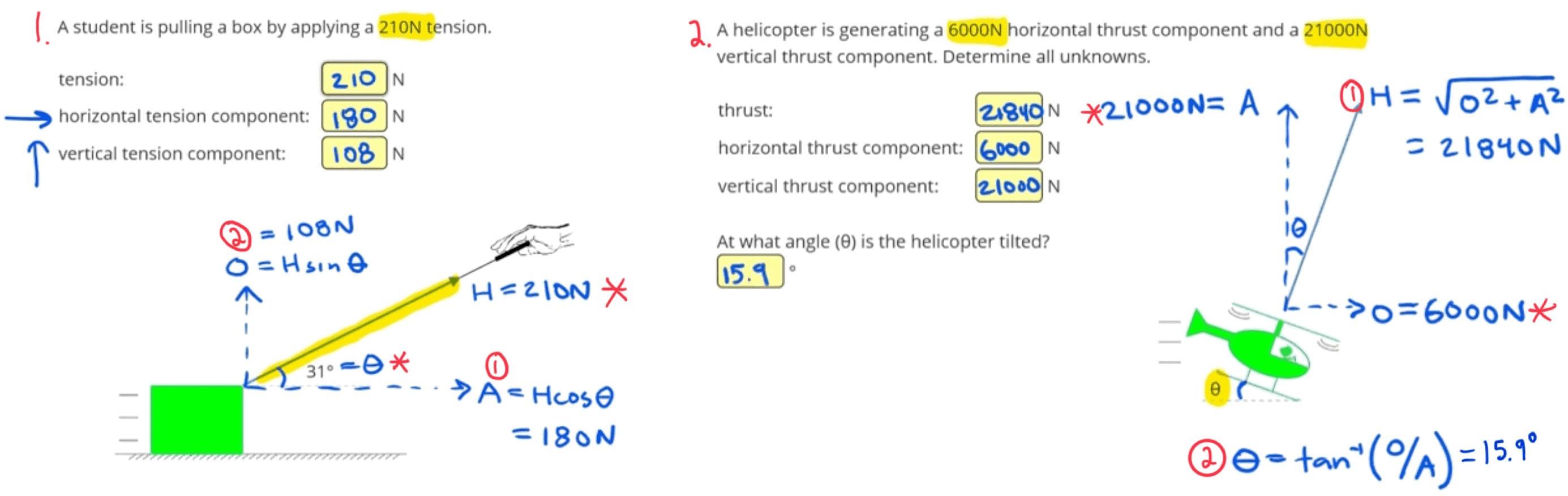 Trigonometry - Diagonal Forces Unit - Positive Physics