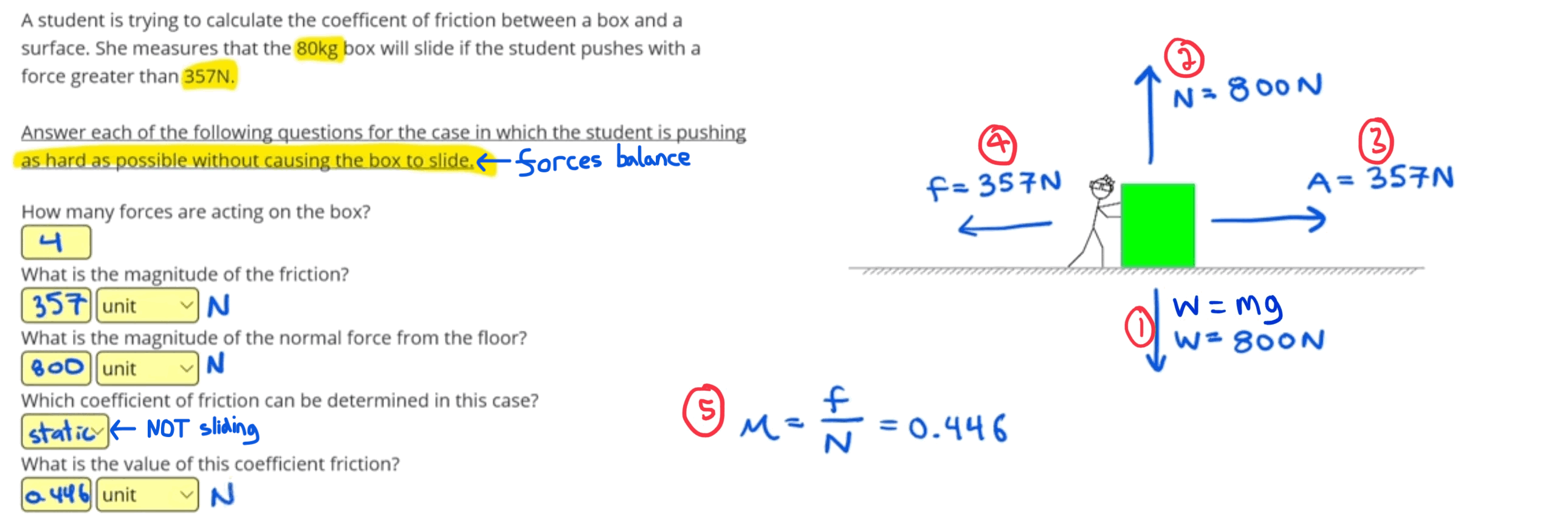 Friction Practice Questions - Complete Problems 2 - Positive Physics