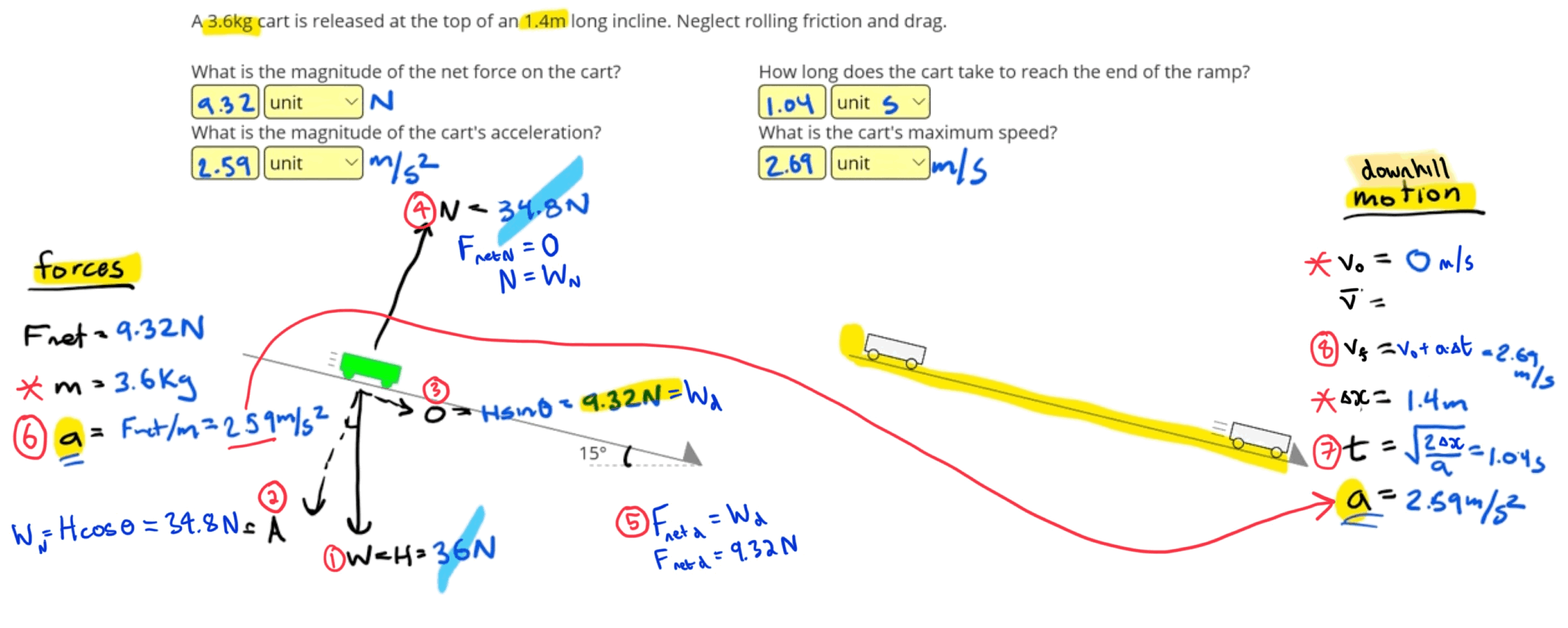 Incline Forces Practice Questions - Complete Problems 3 - Positive Physics