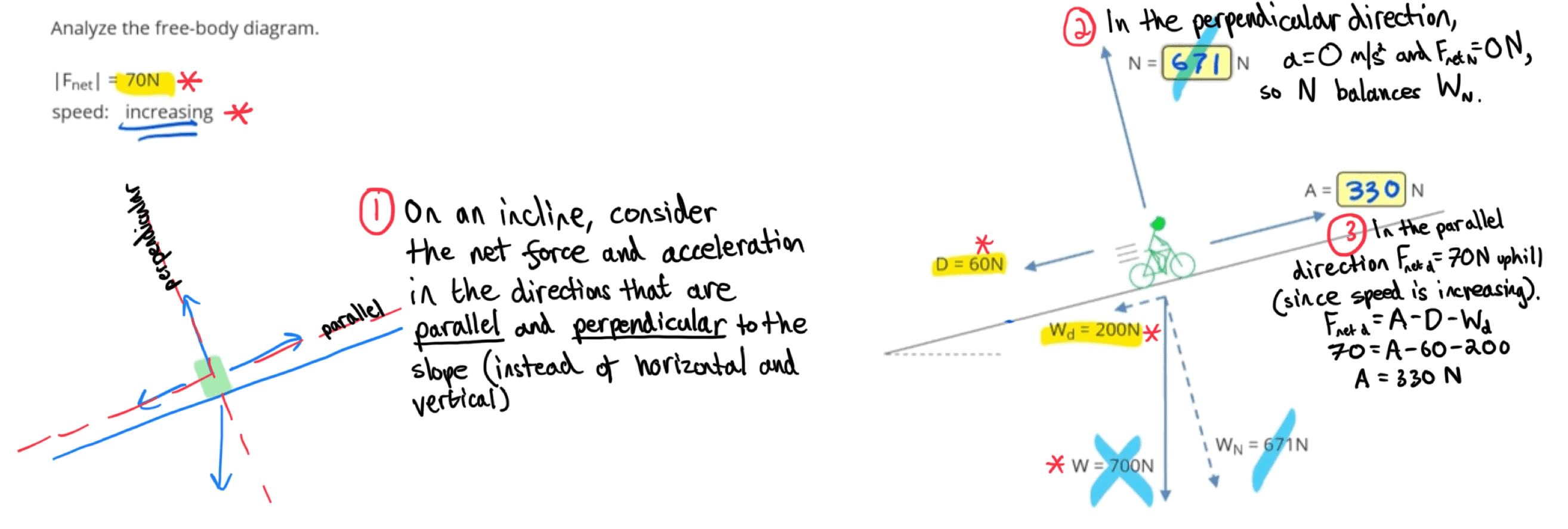 Free-body Diagram Analysis - Incline Forces Unit - Positive Physics