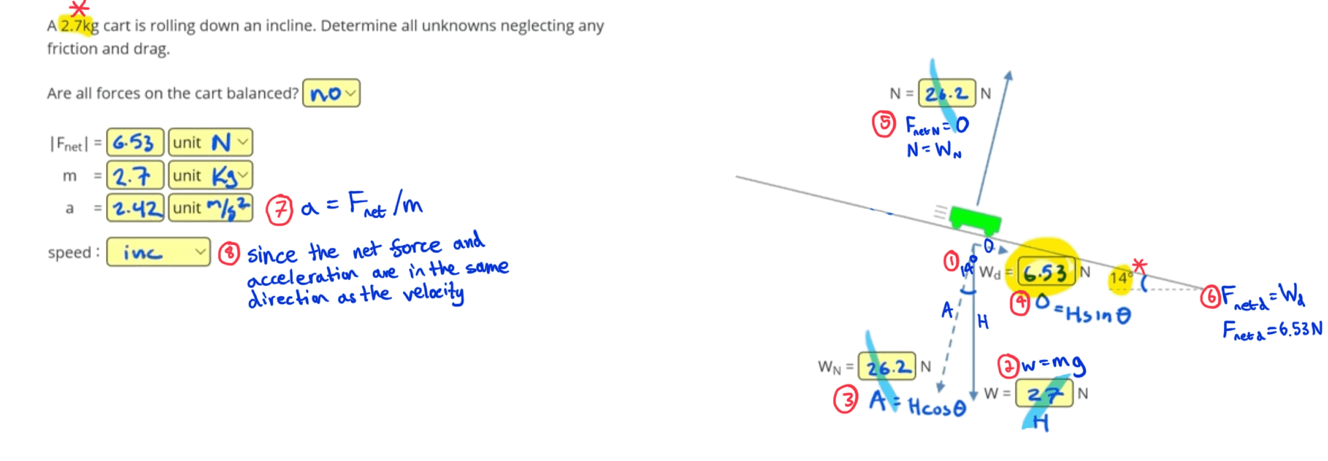 Incline Forces Practice Questions - Preparation Problems - Positive Physics