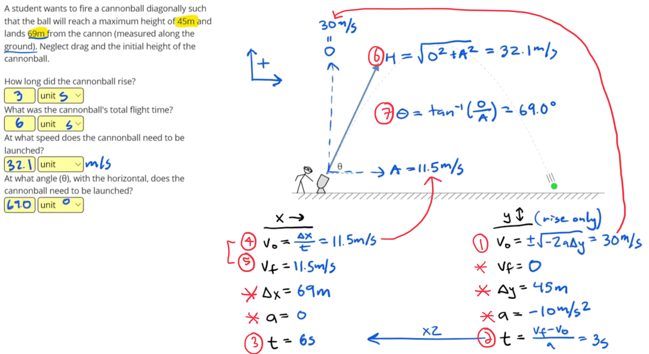 Projectile Motion Practice Questions - Complete Problems 2 - Positive ...
