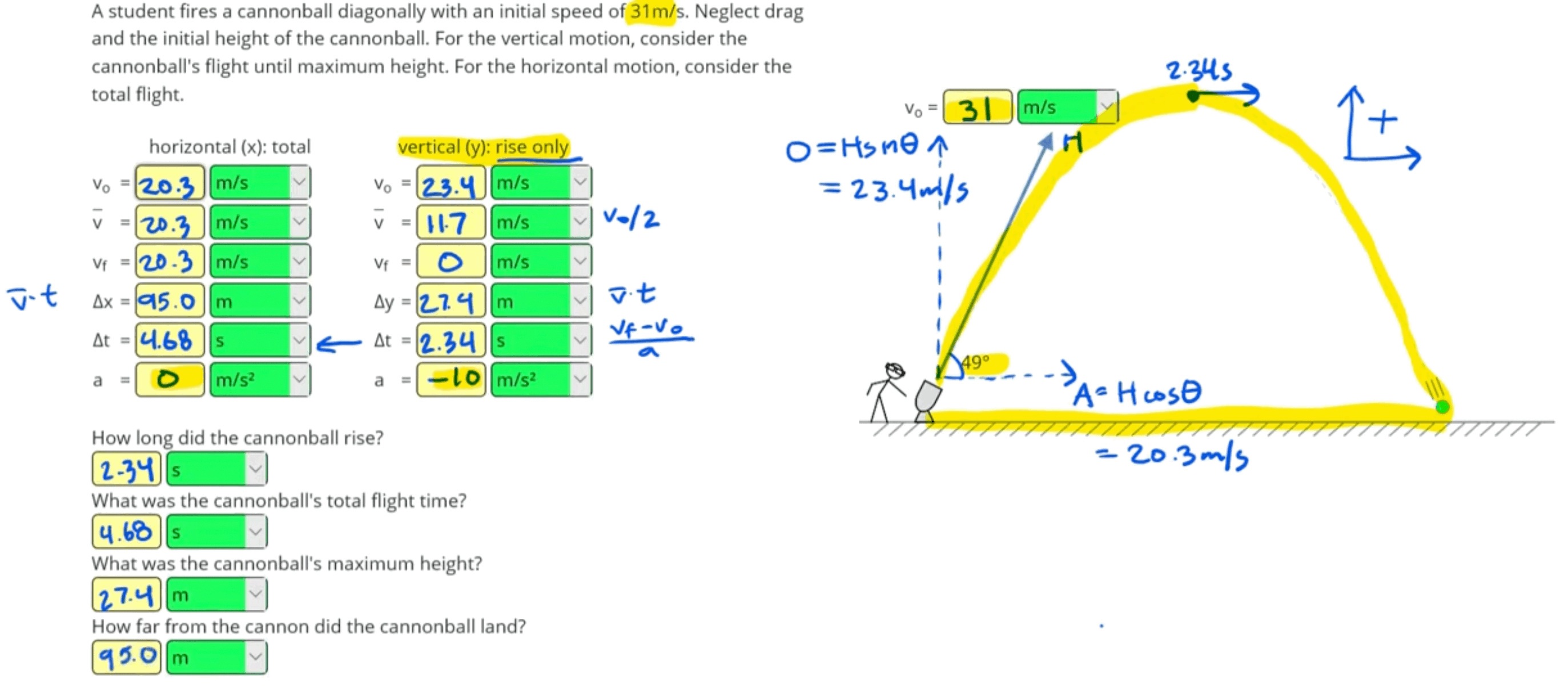 Preparation Problems - Projectile Motion Unit - Positive Physics