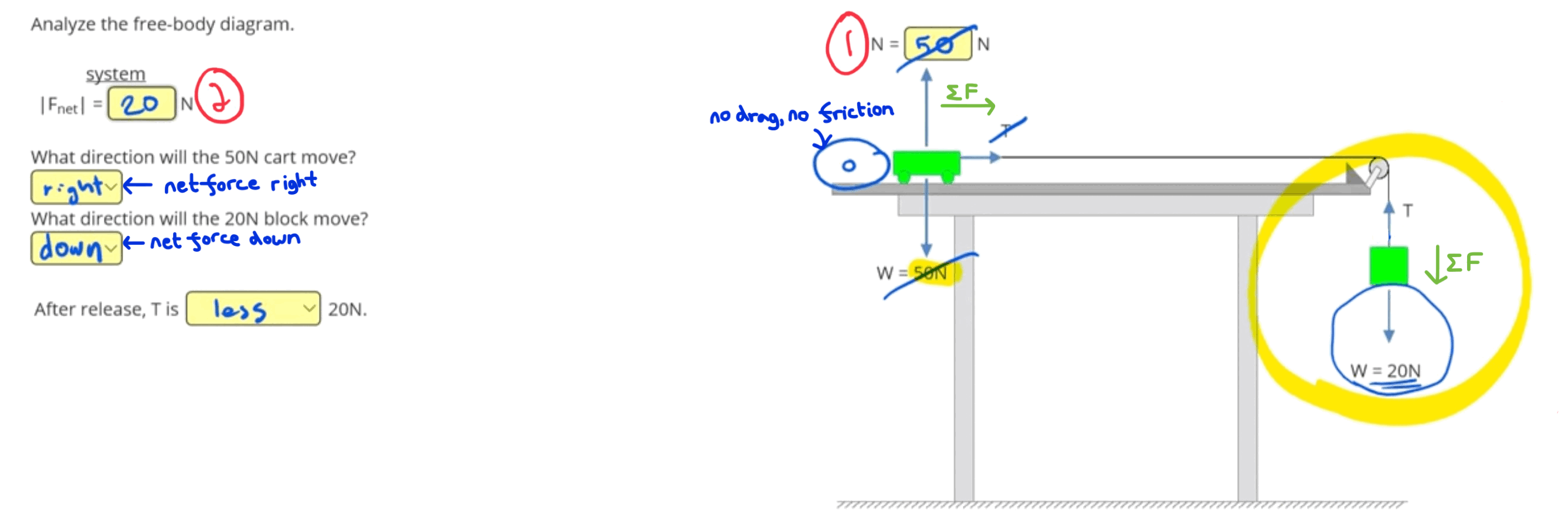 Free-body Diagram Analysis - Systems Unit - Positive Physics
